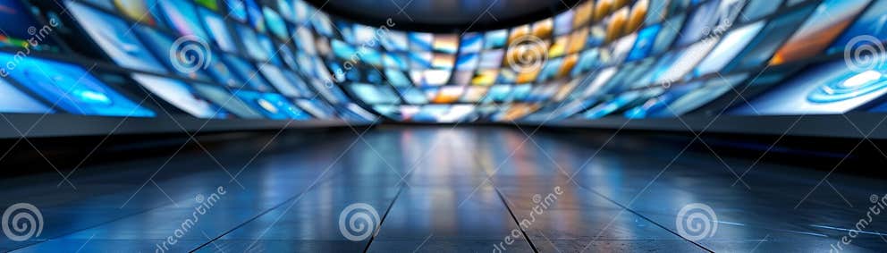 Abstract Digital Wall of Screens, Futuristic Technology Concept, Data ...