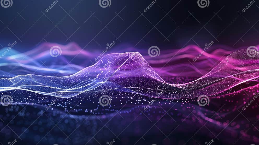 Abstract Digital Wave with Colorful Light Effects and Particle Overlay ...