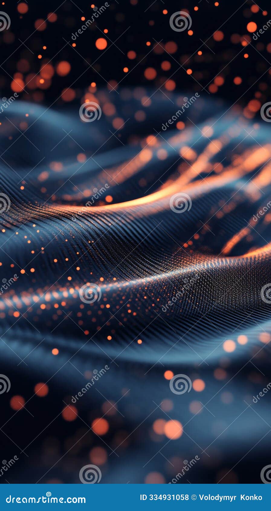 Abstract Digital Wave with Glowing Orange Particles Stock Photo - Image ...
