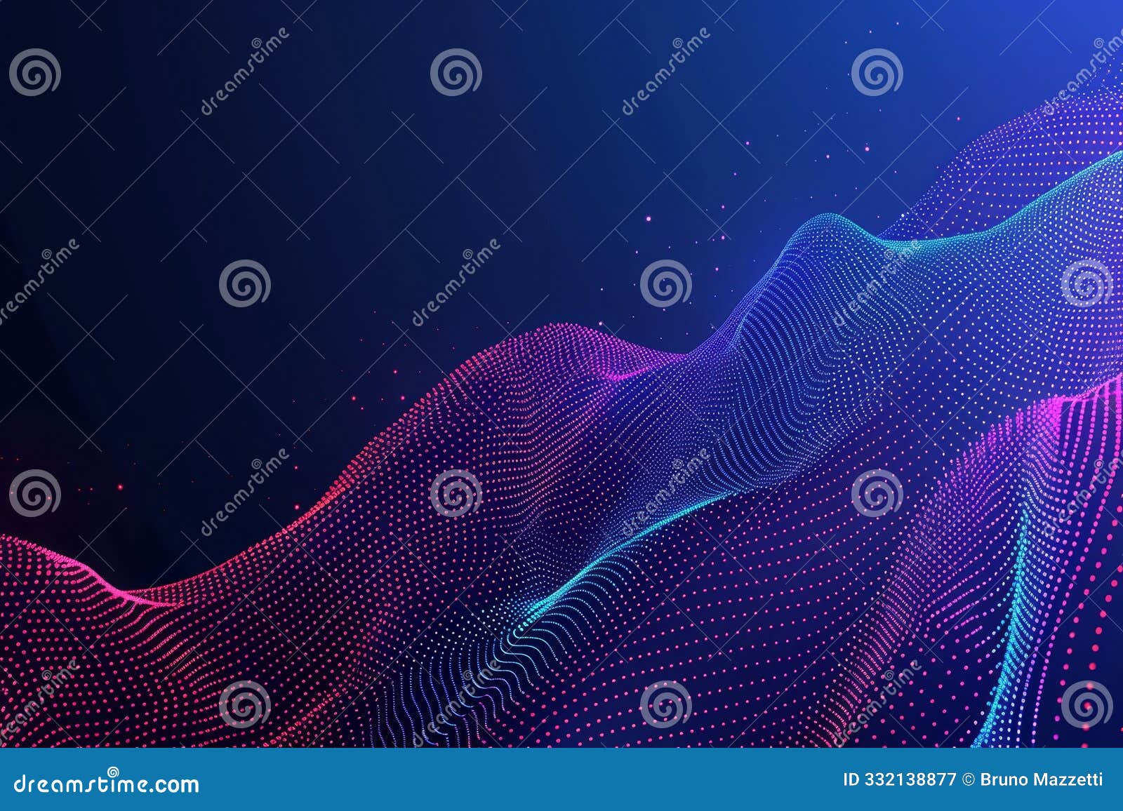 Abstract Digital Wave with Glowing Particles on a Dark Background ...