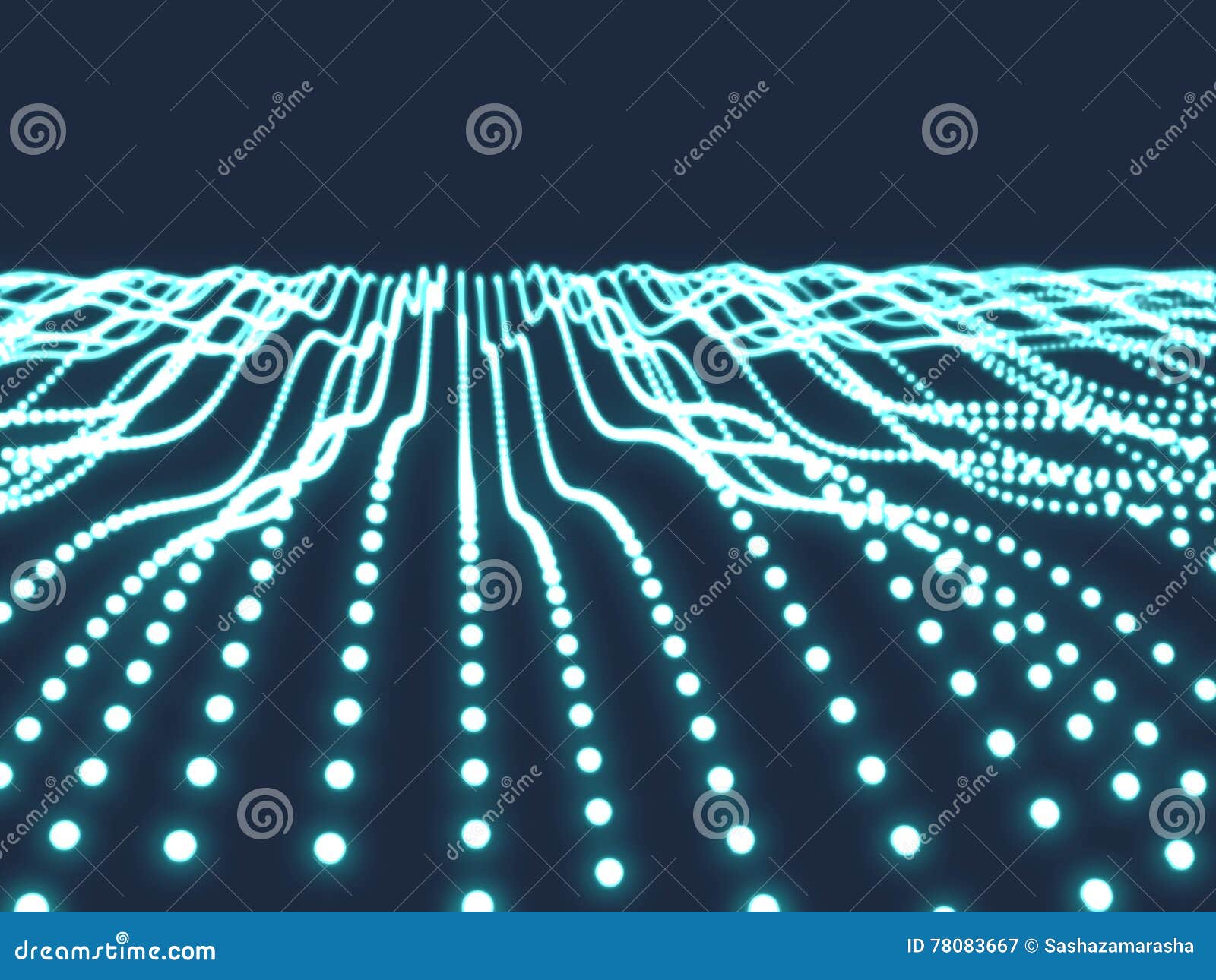 Abstract Digital Wave of Glowing Particles. Hi-Tech Background Stock ...