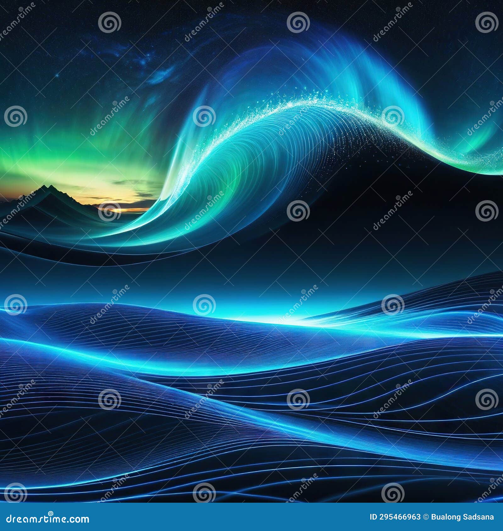 Abstract Digital Wave with Network Connection Futuristic Technology ...