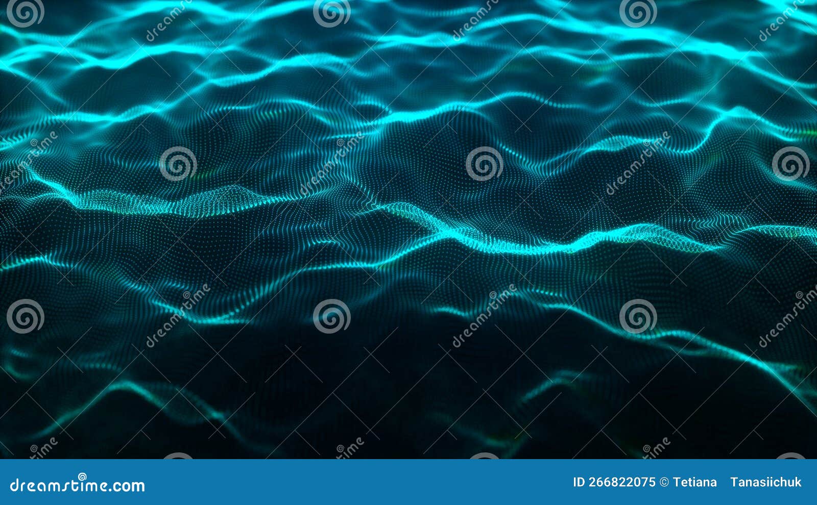 Abstract Digital Wave of Particles. Big Data Visualization. 3d ...