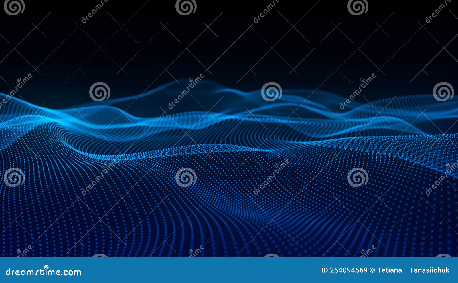 Abstract Digital Wave of Particles. Big Data Visualization. 3d ...