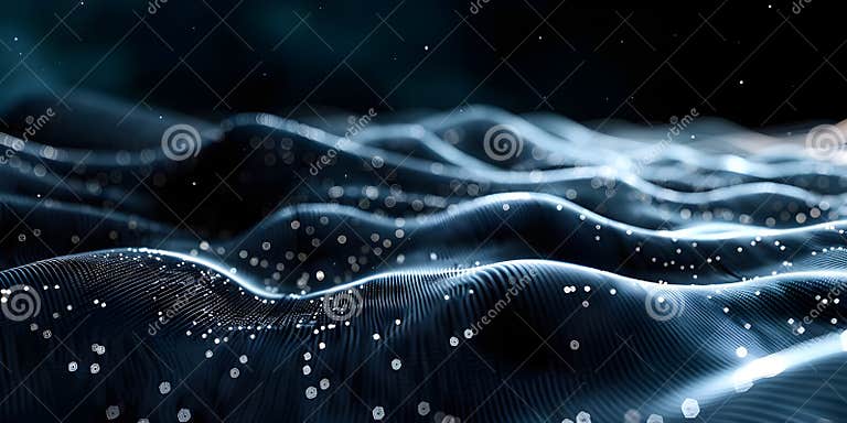 Abstract Digital Wave Pattern on Black Background, Dynamic Black ...