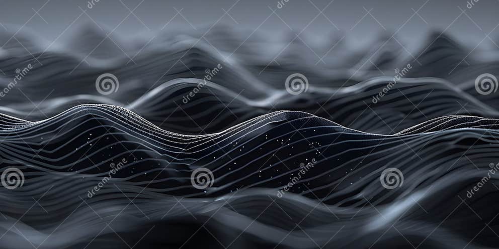 Abstract Digital Wave Pattern on Black Background, Dynamic Black ...