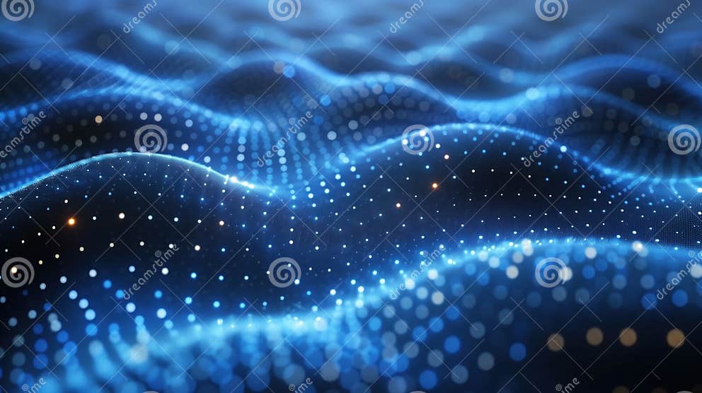 Abstract Digital Wave Pattern with Glowing Blue Particles. Stock Image ...