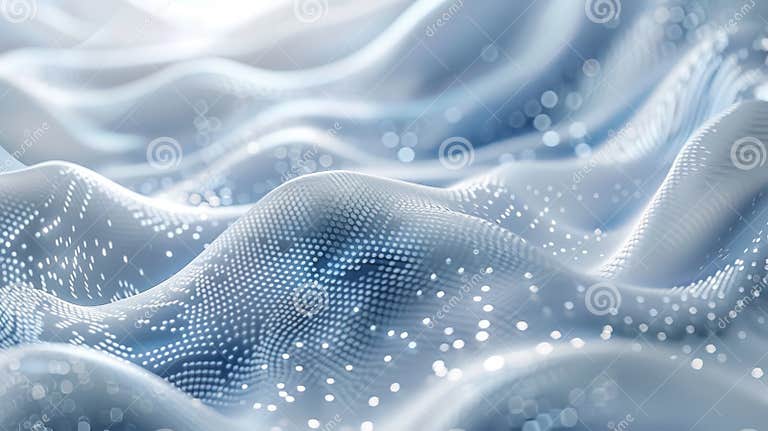 Abstract Digital Wave Pattern of Light Blue Fabric with Glowing ...