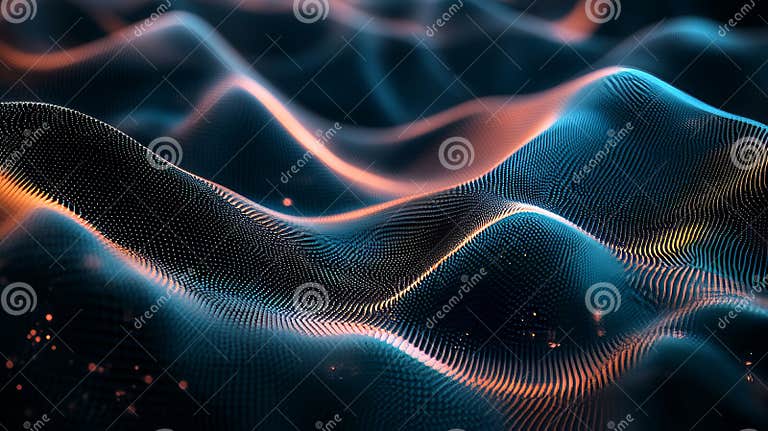 Abstract Digital Waveform with Glowing Particles and Dynamic Light ...