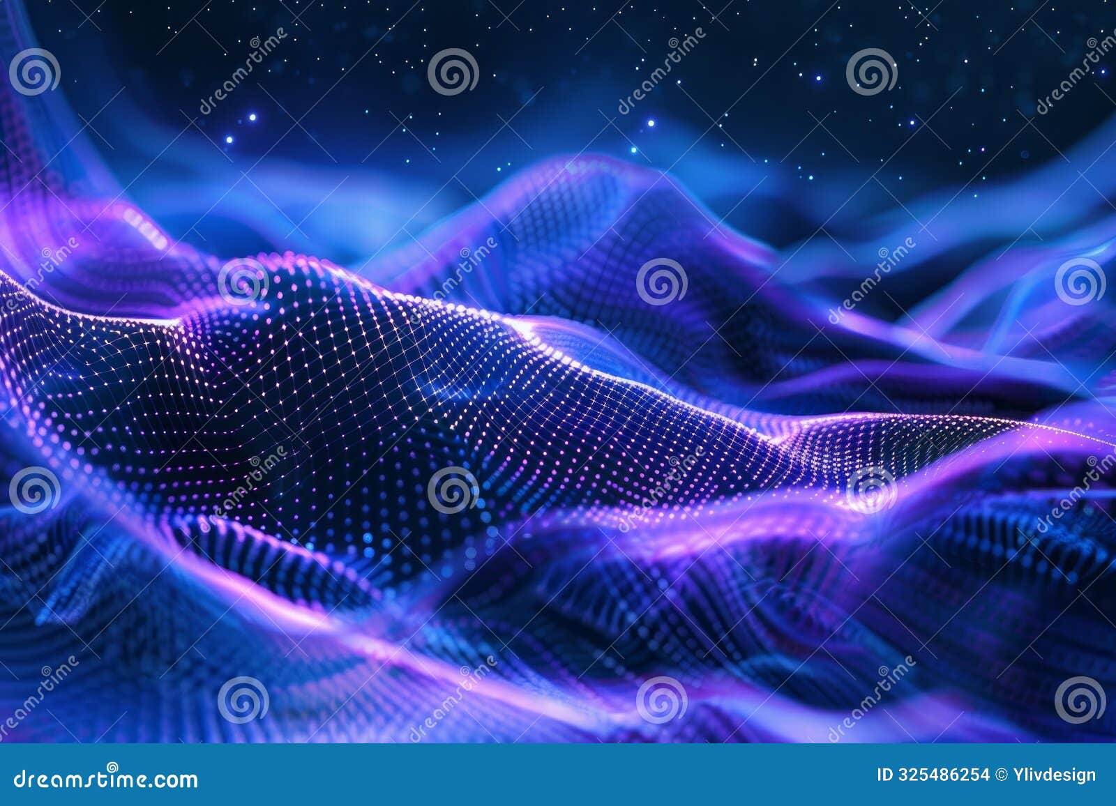 Abstract Digital Waveform with Neon Lights Stock Illustration ...