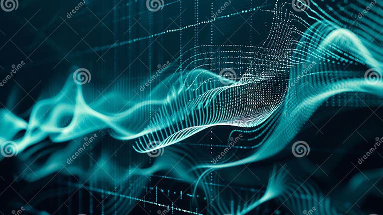 Abstract Digital Waveforms in Vibrant Shades of Teal and Blue. Stock ...