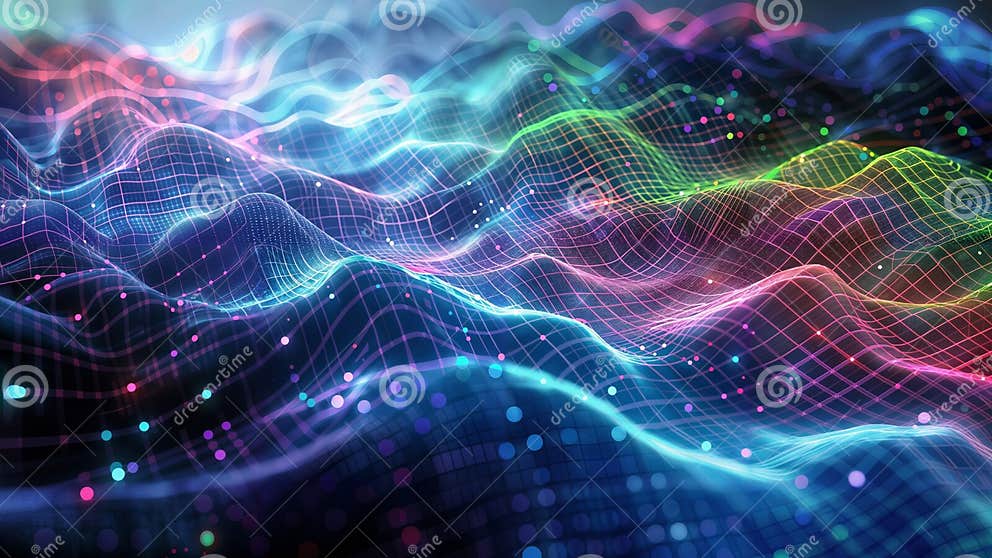 Digital Data Waves: Vibrant & Dynamic, Generative Ai Stock Illustration ...