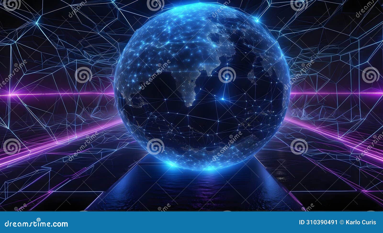 Abstract Digital World Map, Globe, Concept of Global Connection ...