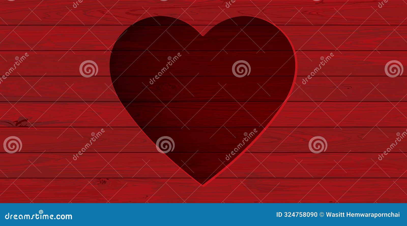 Abstract 3 Dimension Heart Frame on Red Painted Cut Timber Panels ...