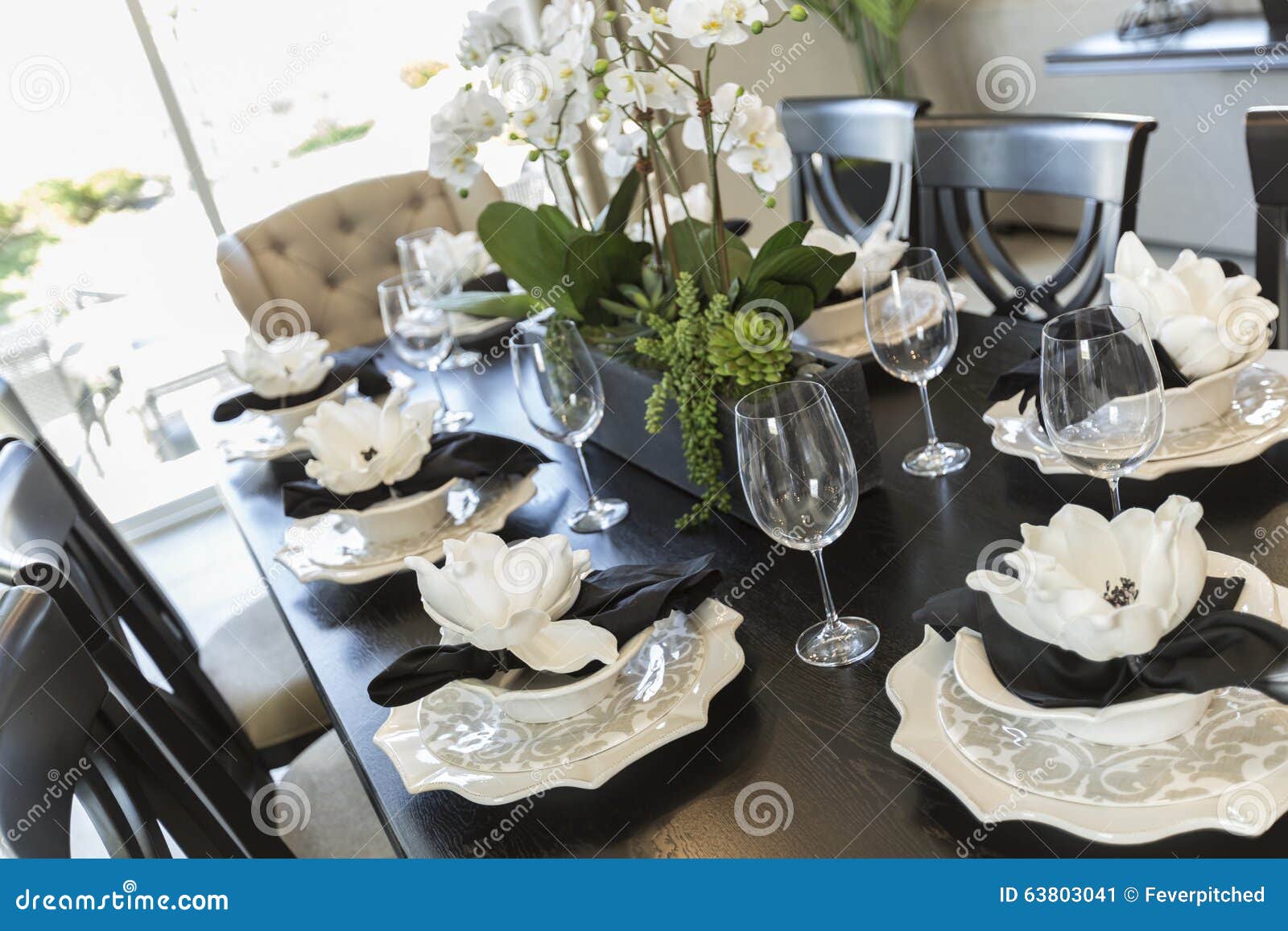 Abstract of Dining Table with Place Settings Stock Image - Image of ...