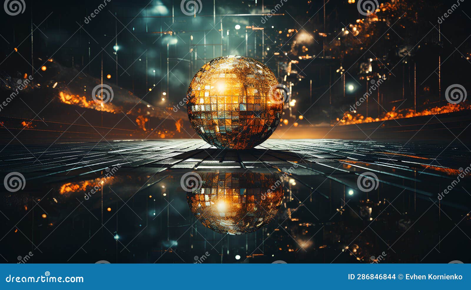 Abstract Disco Ball with a Reflection Stock Illustration - Illustration ...