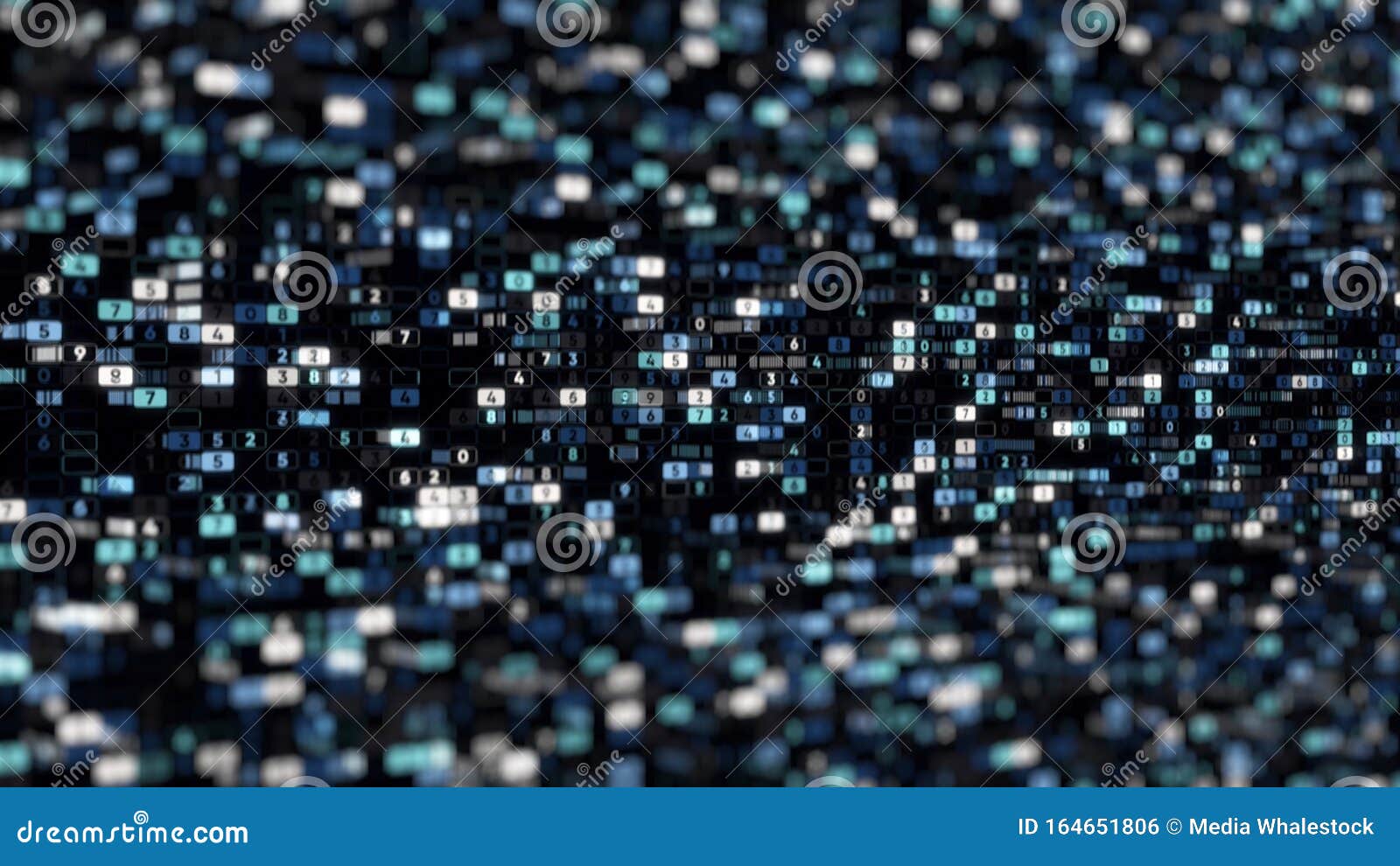 Abstract Display with Endless Rows of Cells with Numbers that Changing ...