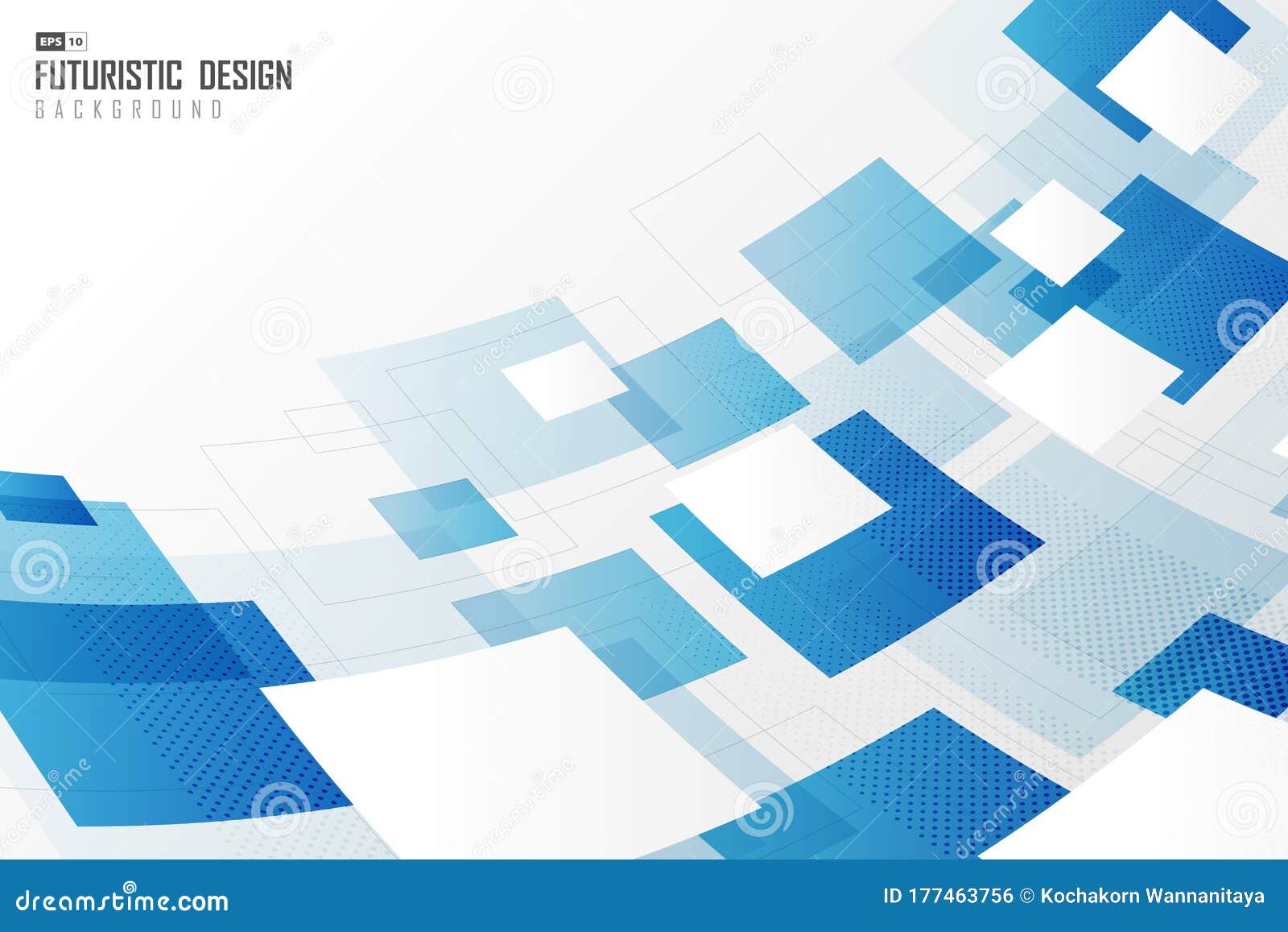 Abstract Distort of Square and White Blue Technology Artwork Graphic ...