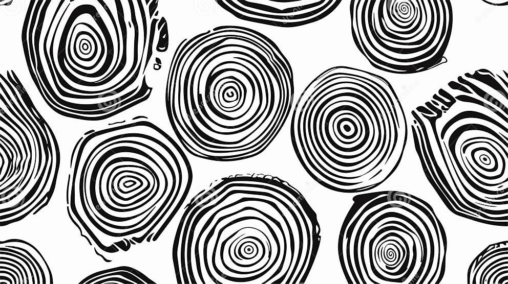 Abstract Distorted Circles Seamless Pattern with Tree Design Stock ...