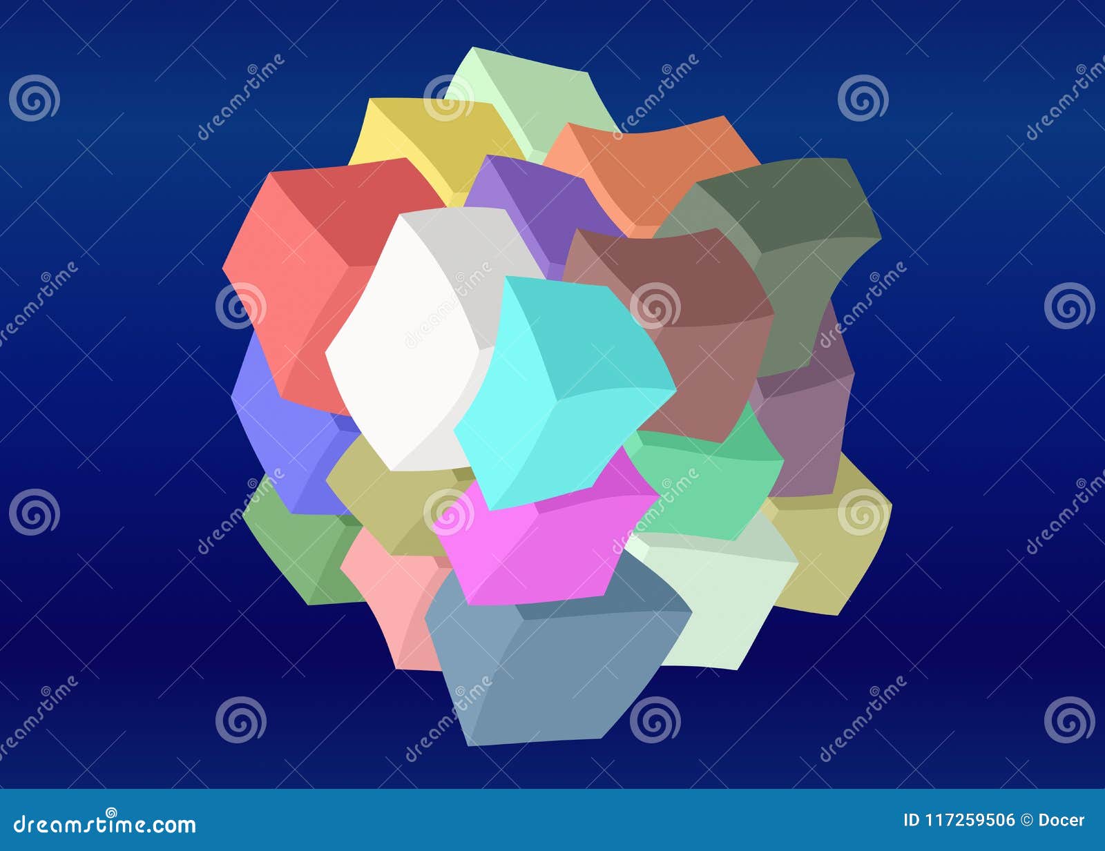 Abstract Distorted Cubes with Clipping Path Stock Illustration ...