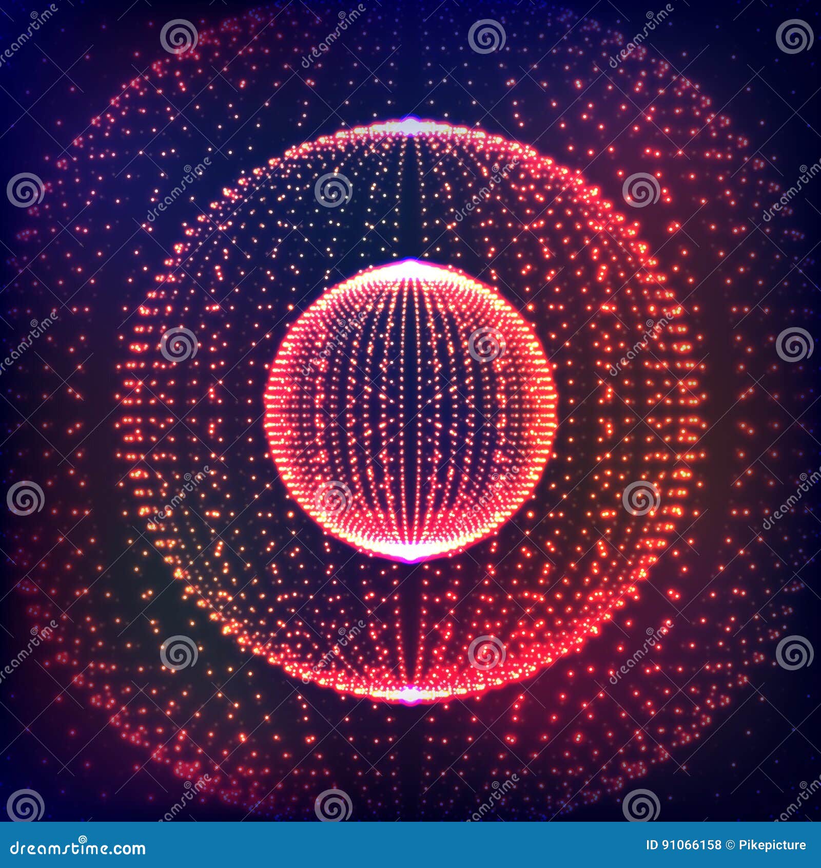 Abstract Distorted Sphere. Explosion of Sphere with Glowing Particles ...