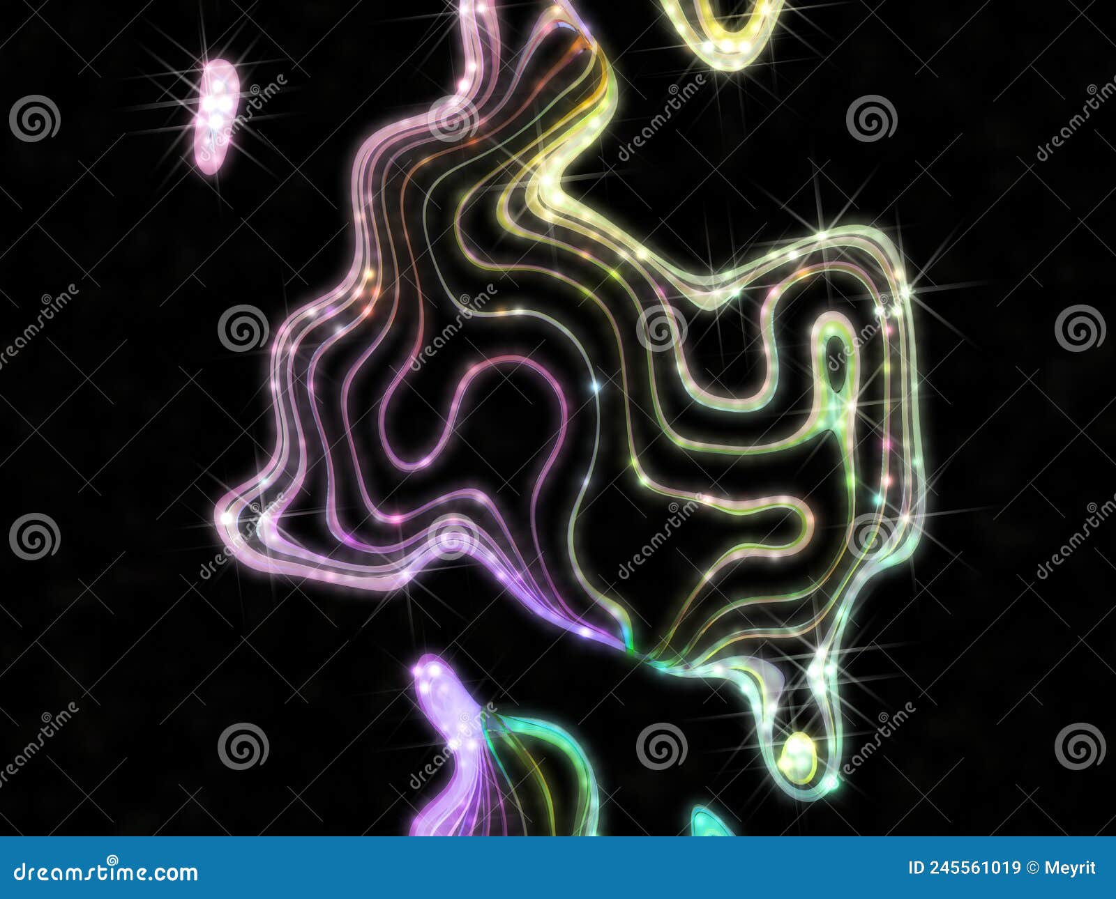 Abstract Distorted Transparent Glowing Figure on a Black Background ...