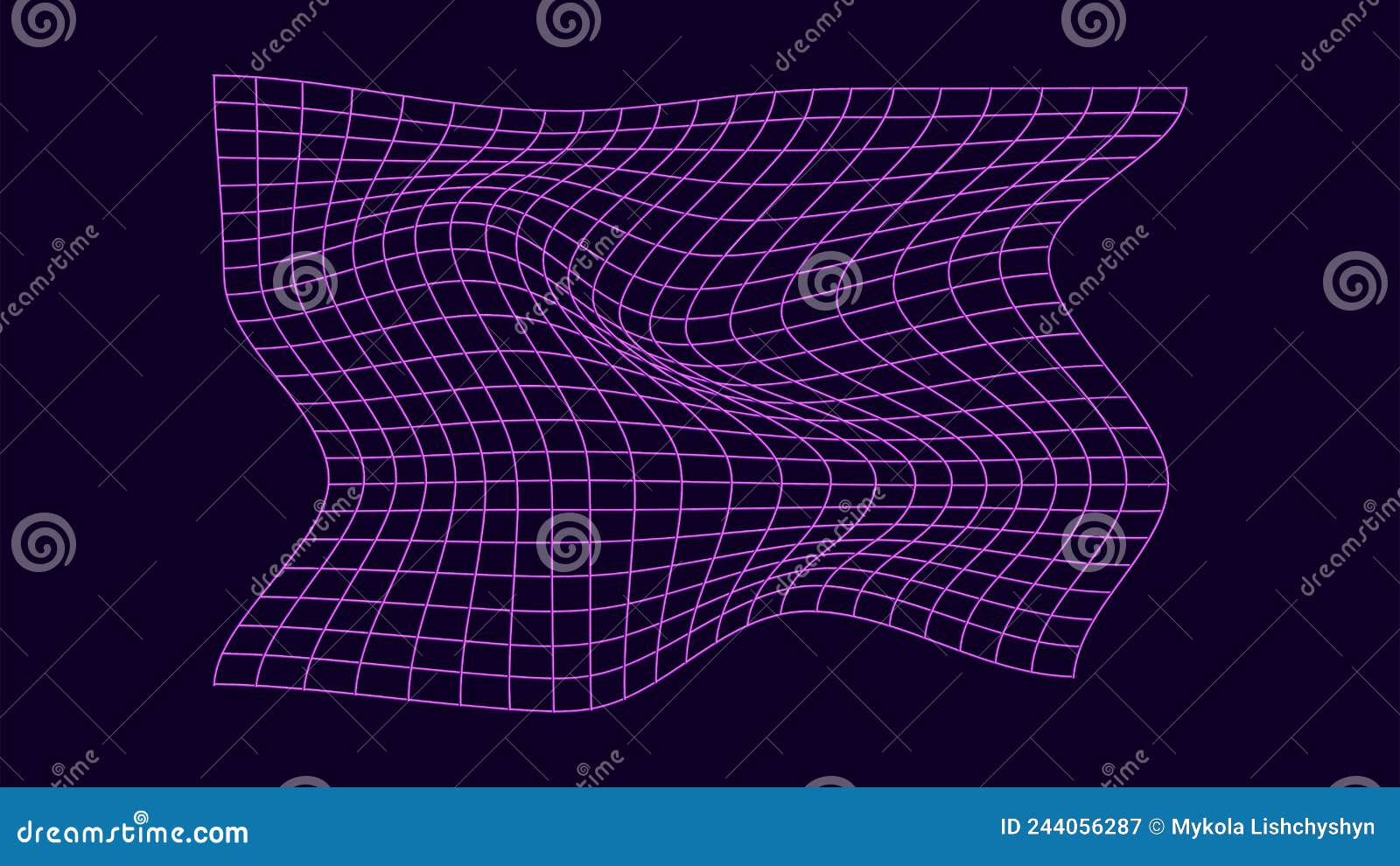 Abstract Distorted Wireframe Wave. Vector Curve Surface Background ...