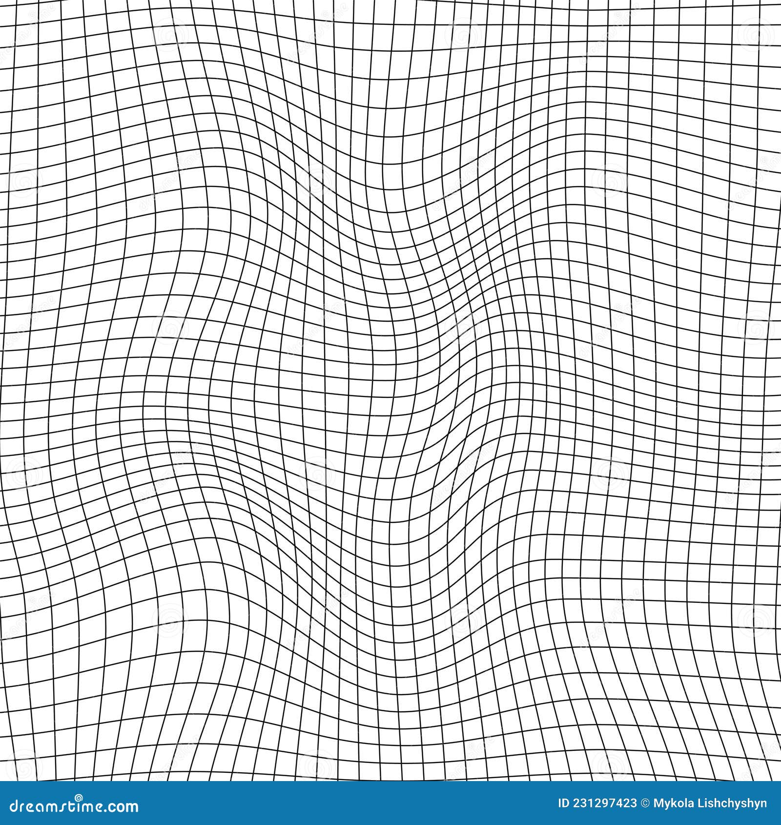 Abstract Distorted Wireframe Wave. Vector Curve Surface Background ...