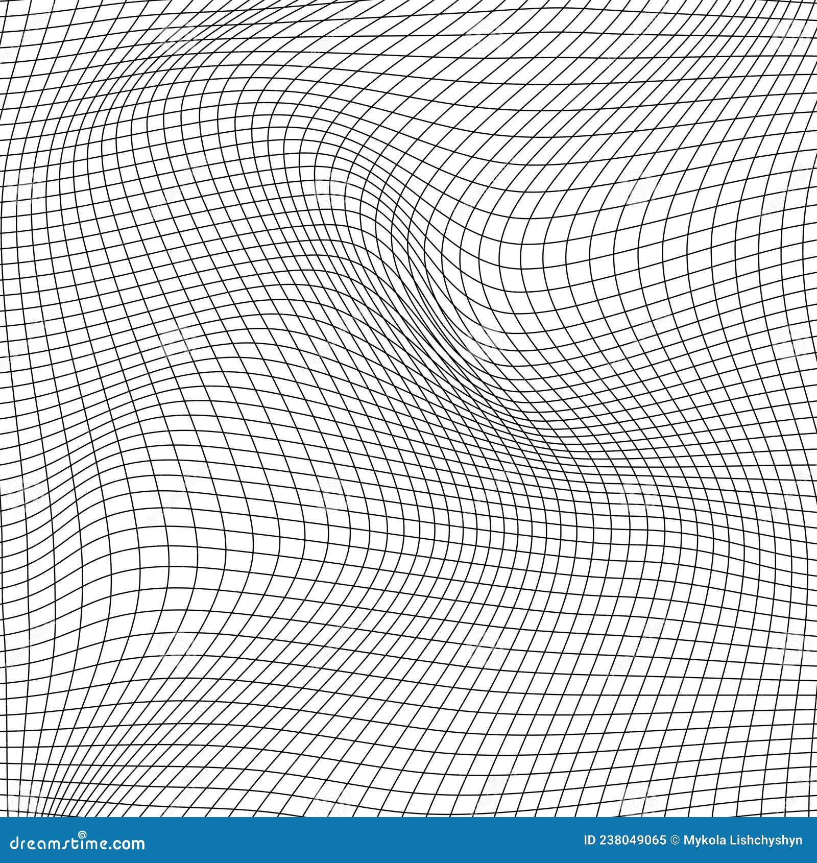 Abstract Distorted Wireframe Wave. Vector Curve Surface Background ...