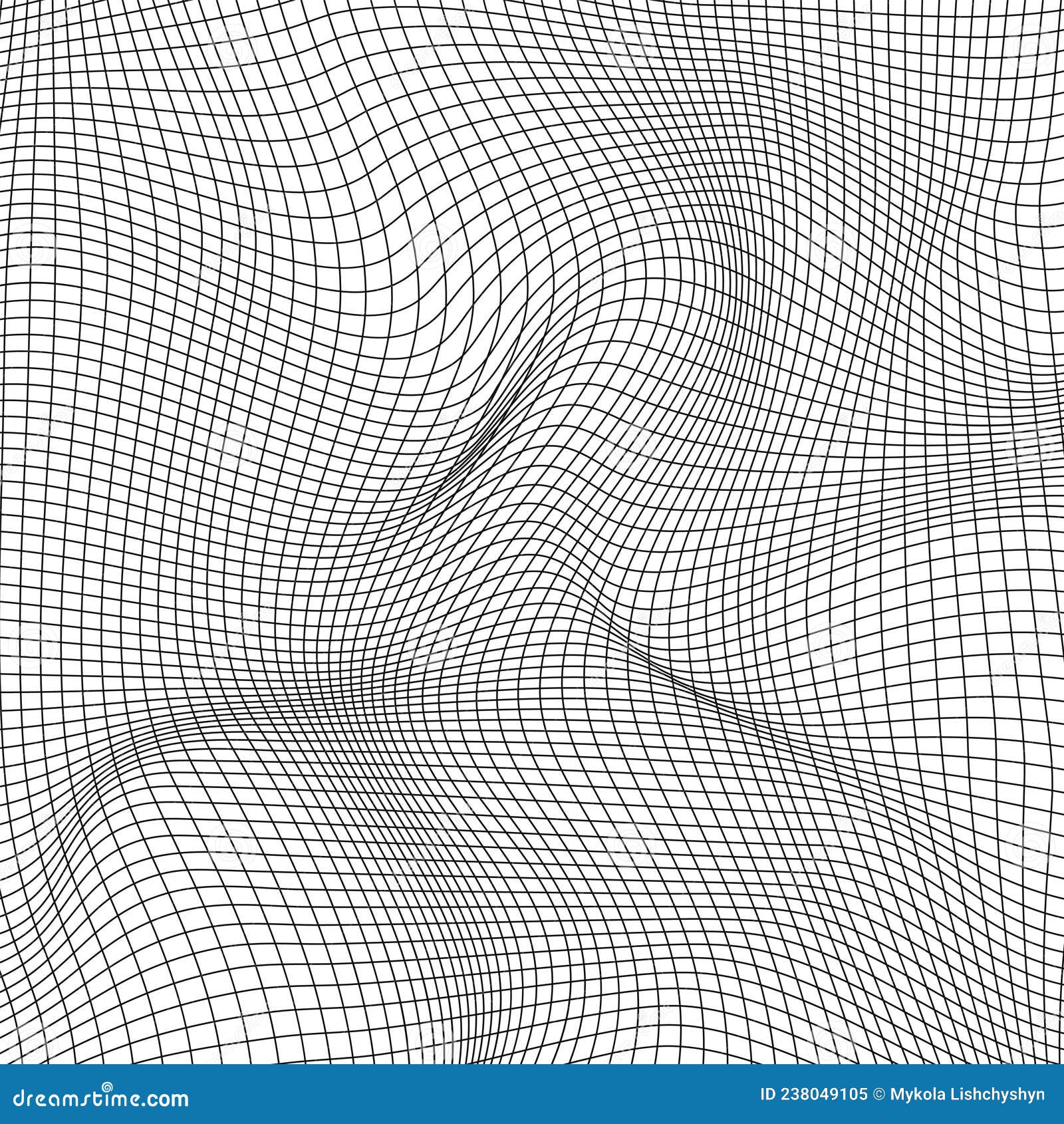 Abstract Distorted Wireframe Wave. Vector Curve Surface Background ...