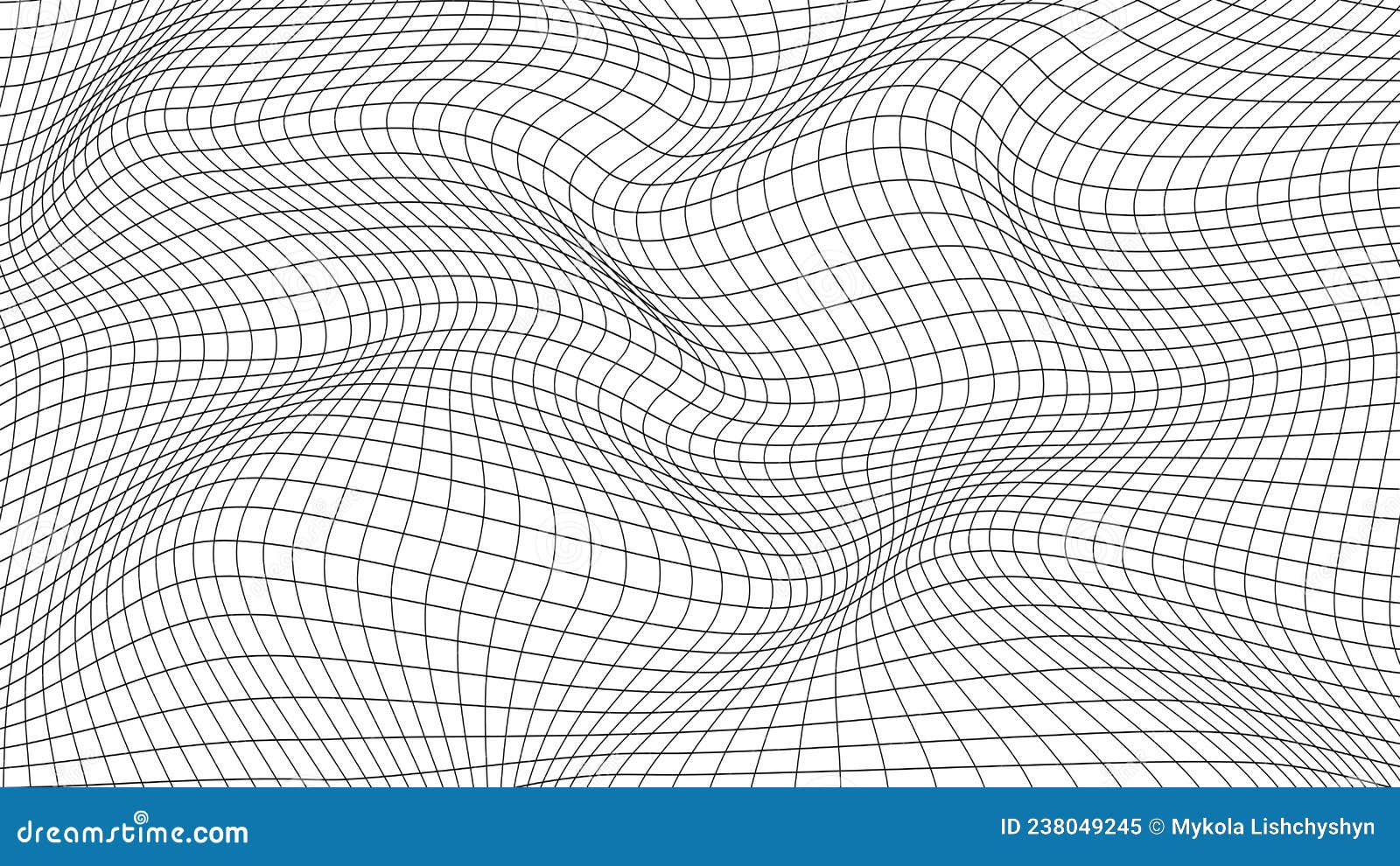 Abstract Distorted Wireframe Wave. Vector Curve Surface Background. Technology Grid Pattern ...