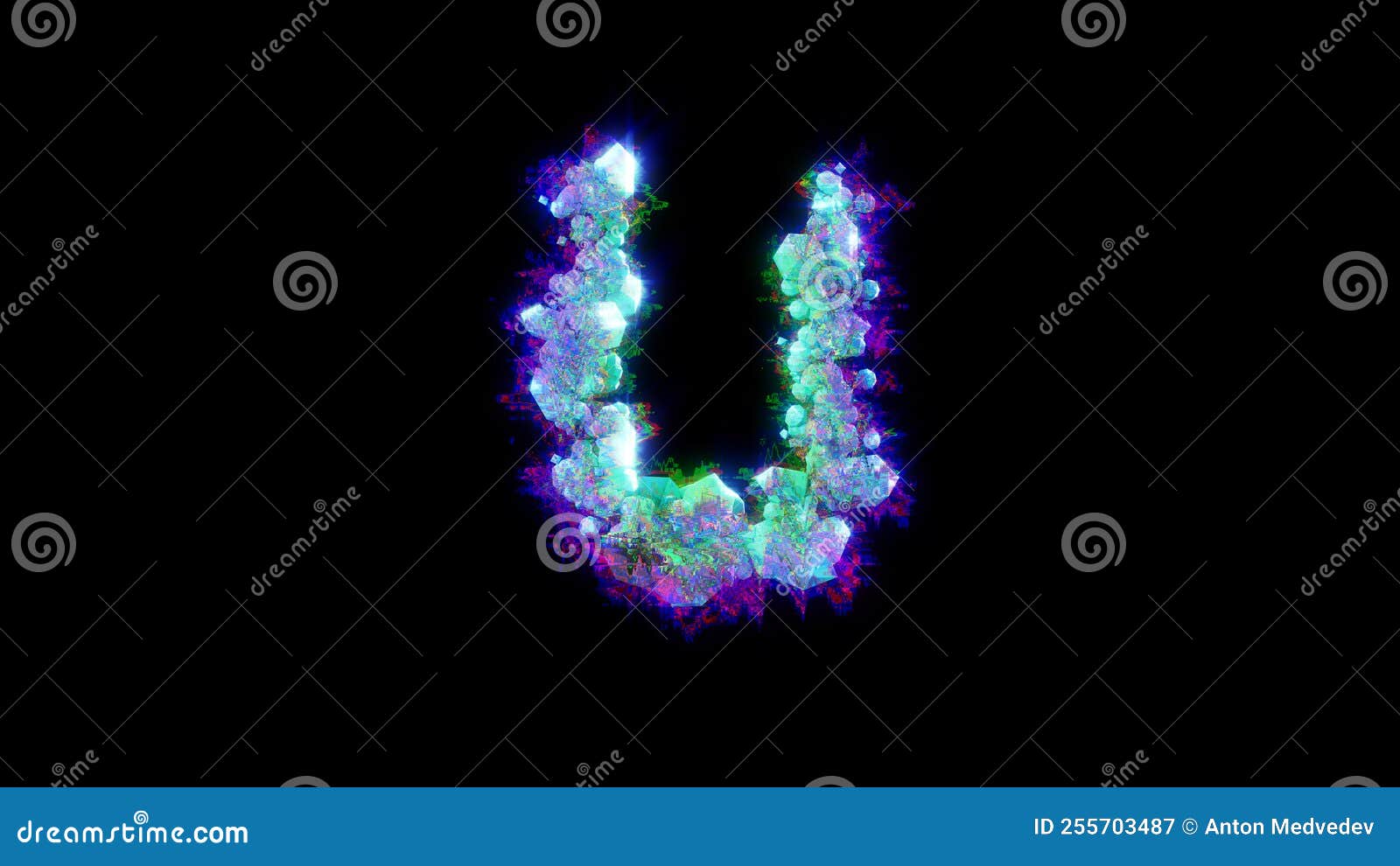 Abstract Distortion Font - Blue Letter U on Black Backdrop, Isolated ...