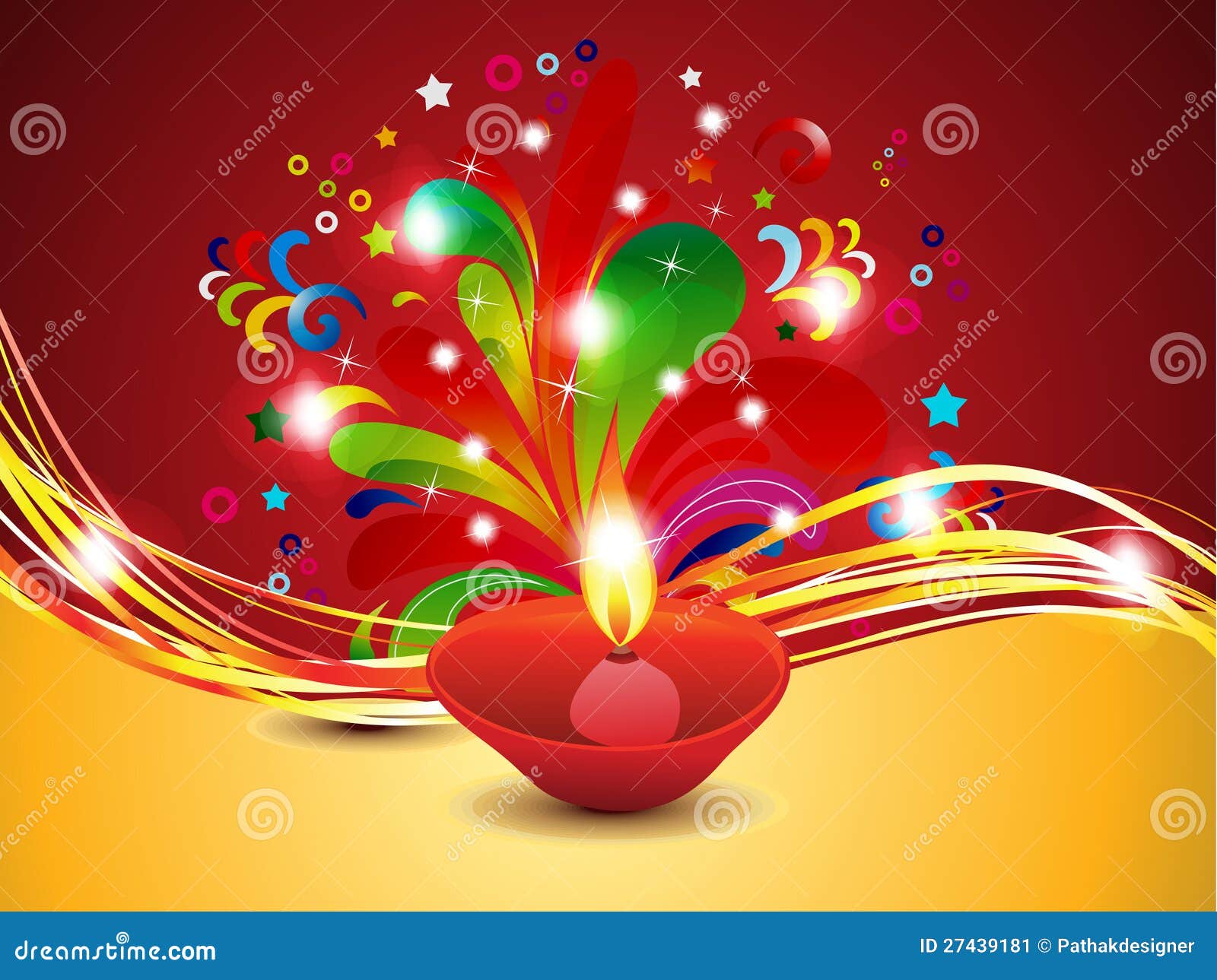 Abstract Diwali Background with Deepak Stock Vector - Illustration of ...