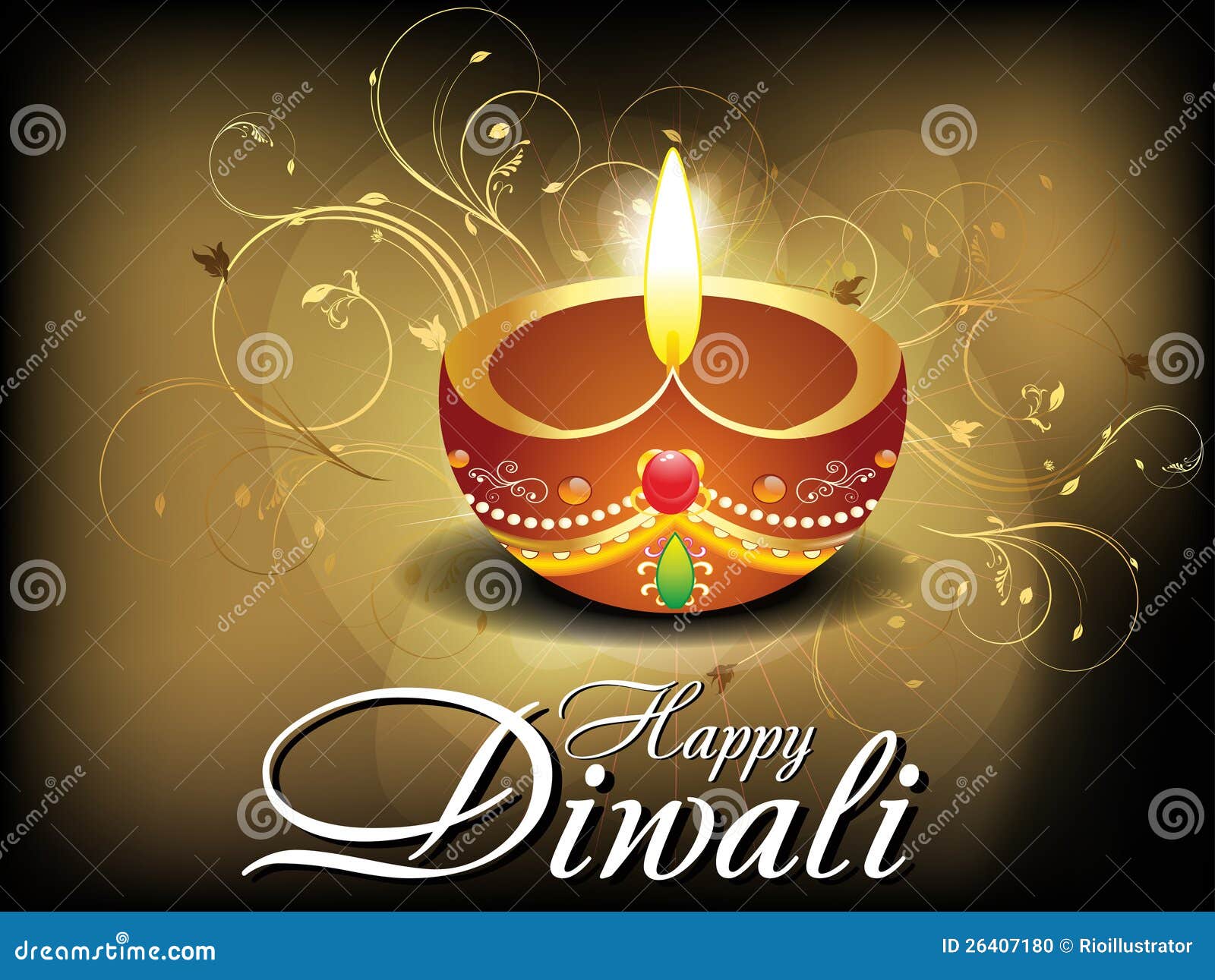 Abstract Diwali Card with Floral Stock Vector - Illustration of fire ...