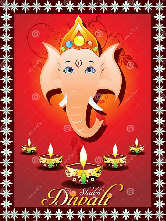 Abstract Diwali Greeting Card Stock Vector - Illustration of decor ...