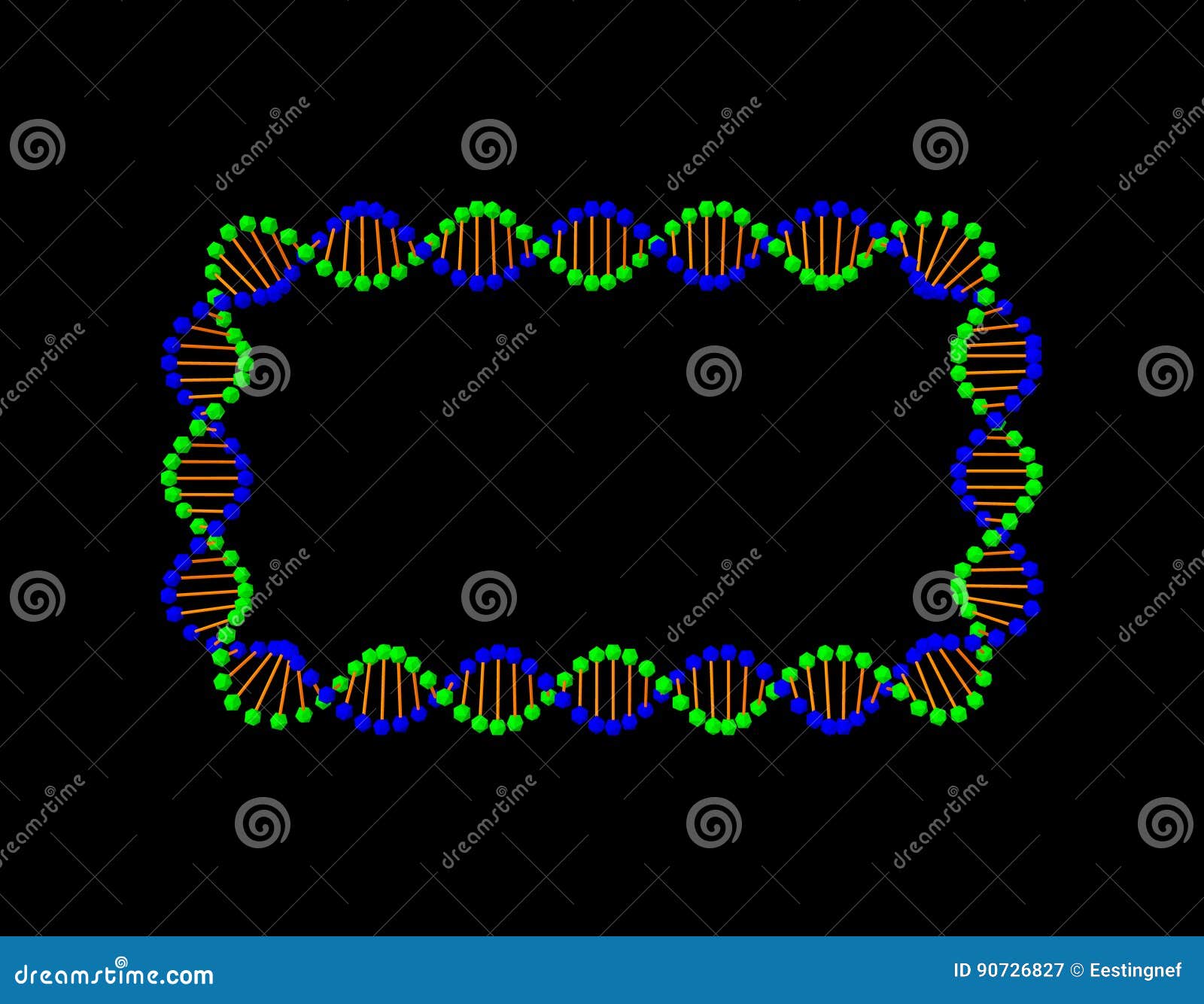 Abstract DNA Spiral.Rectangle. Isolated on Black Background. Vector ...