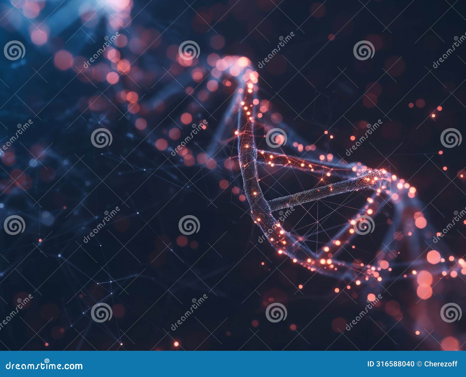Abstract DNA Strand with Light Particles Stock Photo - Image of ...