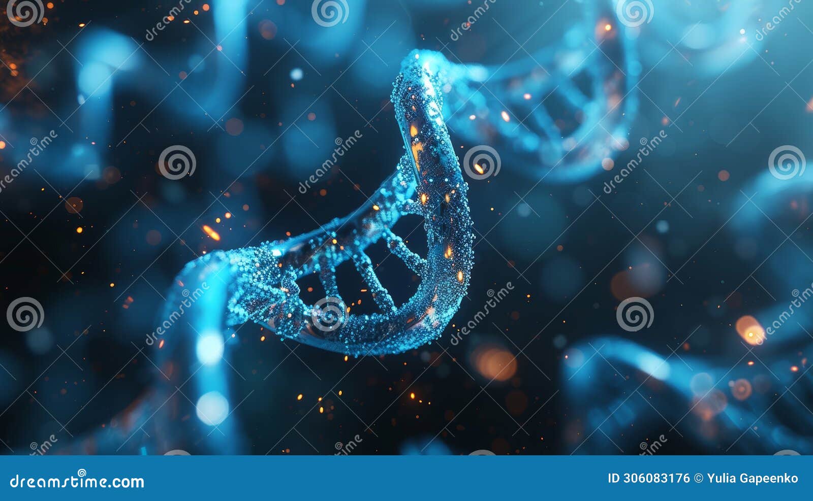 Abstract DNA Strands Intertwining in a Futuristic Laboratory ...