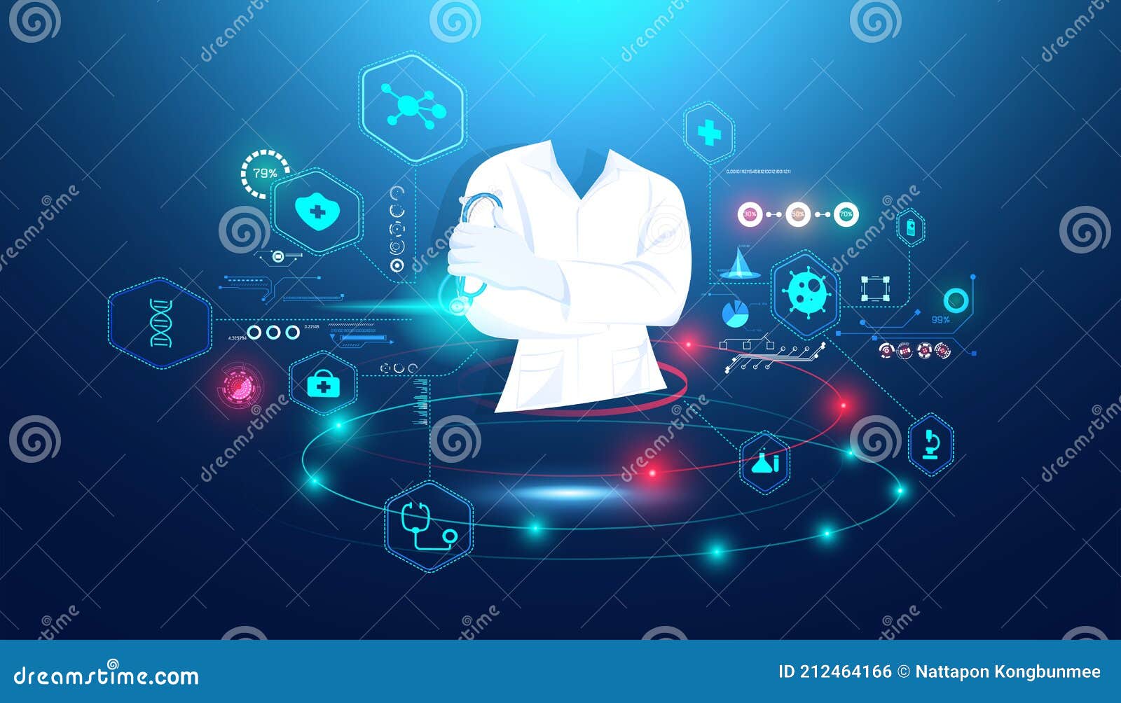 Doctor Digital and Hologram Interface Concept Medical Data Analysis in ...
