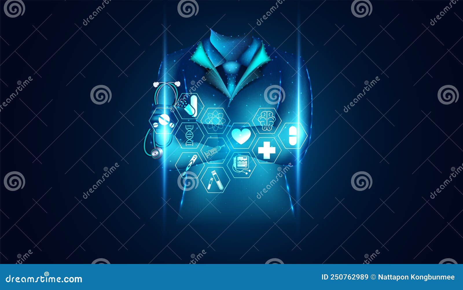 Abstract Doctor Digital and Hologram Interface Concept Medical Data ...