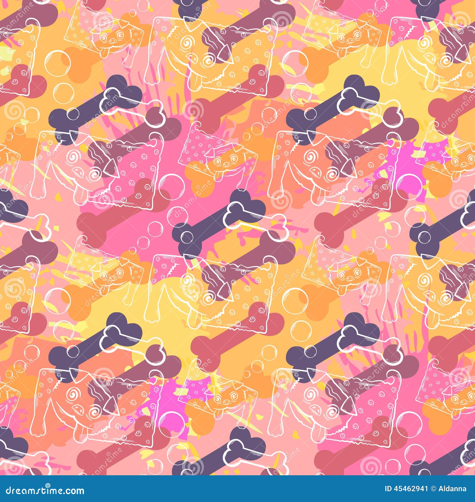 Abstract Dog with Bone.Seamless Pattern Stock Vector - Illustration of ...