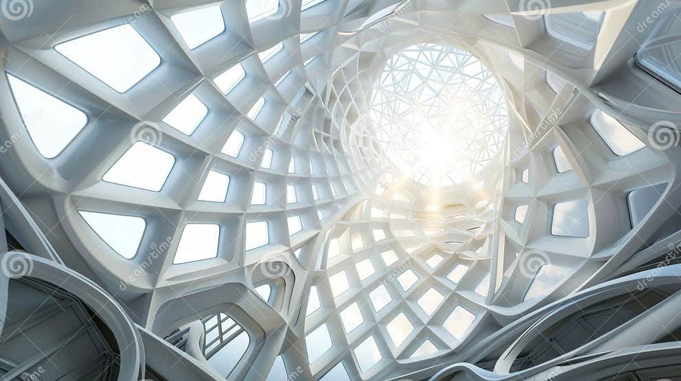 An Abstract Dome with Intricate Triangular Patterns and Bold Curves ...