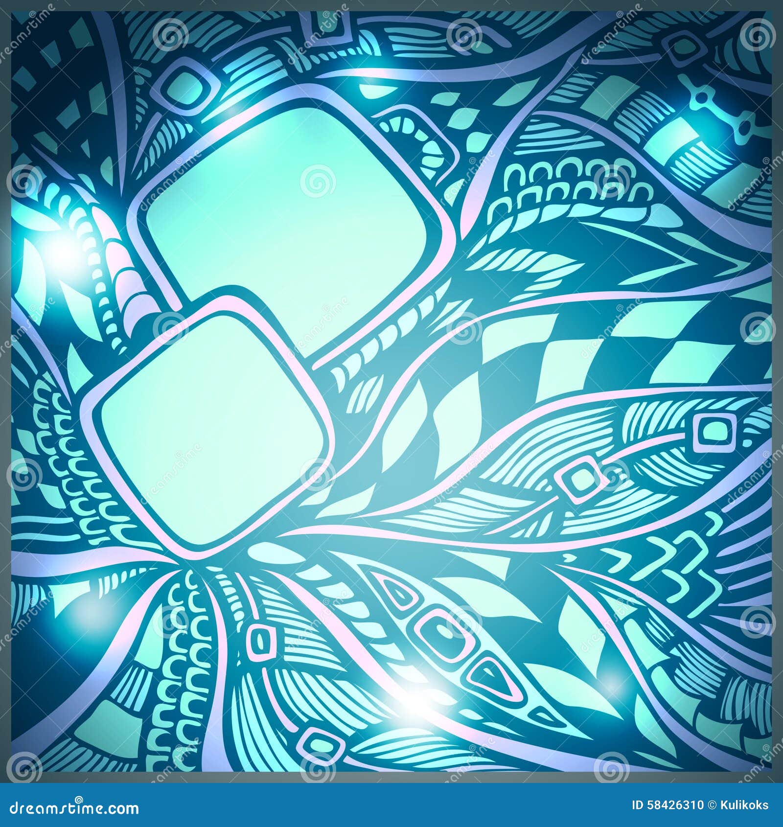 Abstract Doodle Background with Light in Blue Cyan Colors Stock Vector ...