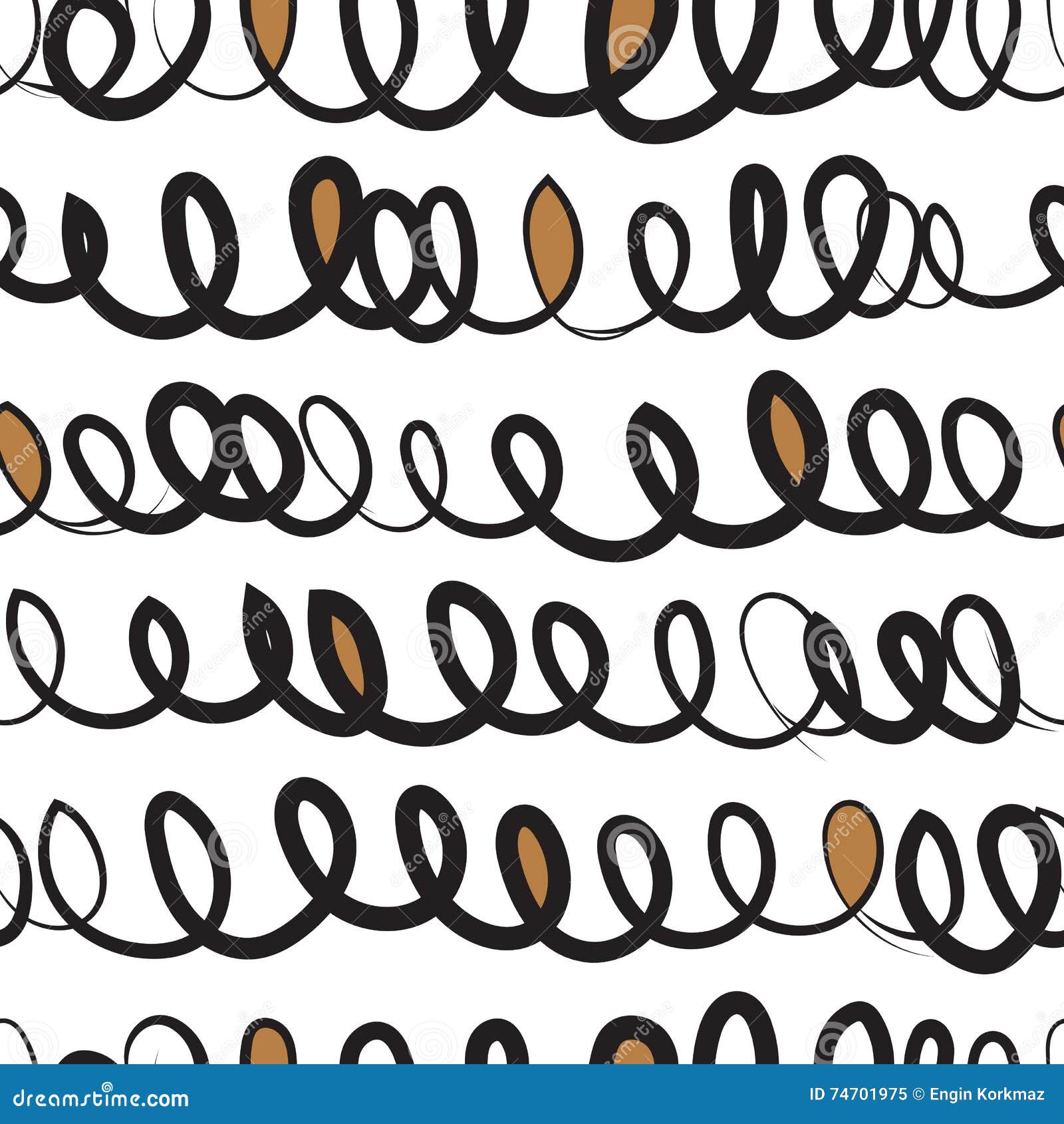 Abstract Doodle Curly Lines Seamless Pattern Stock Vector ...