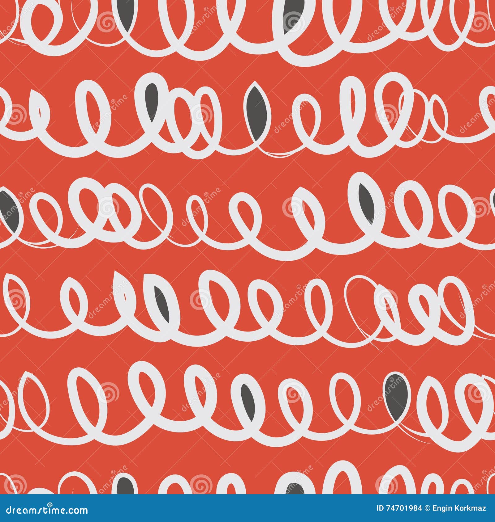 Abstract Doodle Curly Lines Seamless Pattern Stock Vector ...