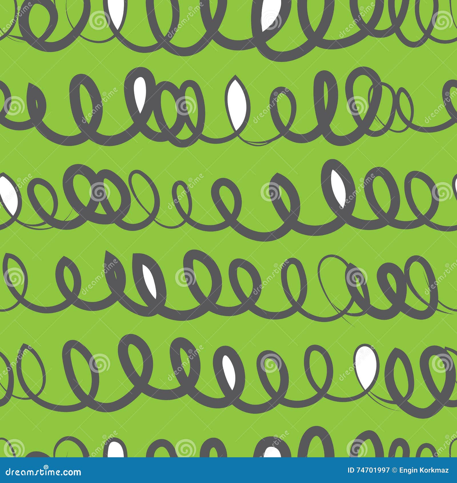 Abstract Doodle Curly Lines Seamless Pattern Stock Vector ...