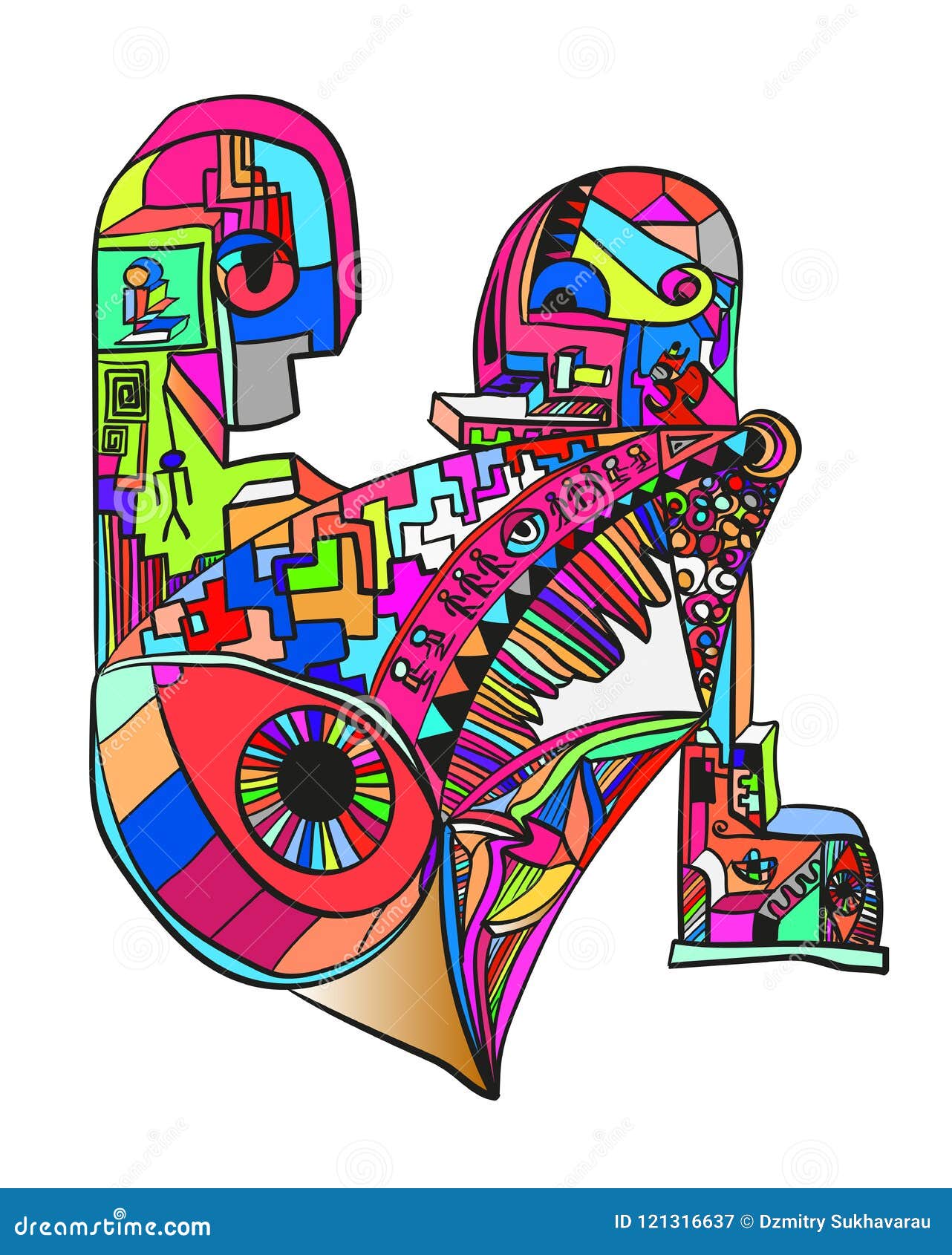 Abstract Doodle Designs. Surrealistic Drawing of Modern Society Stock ...