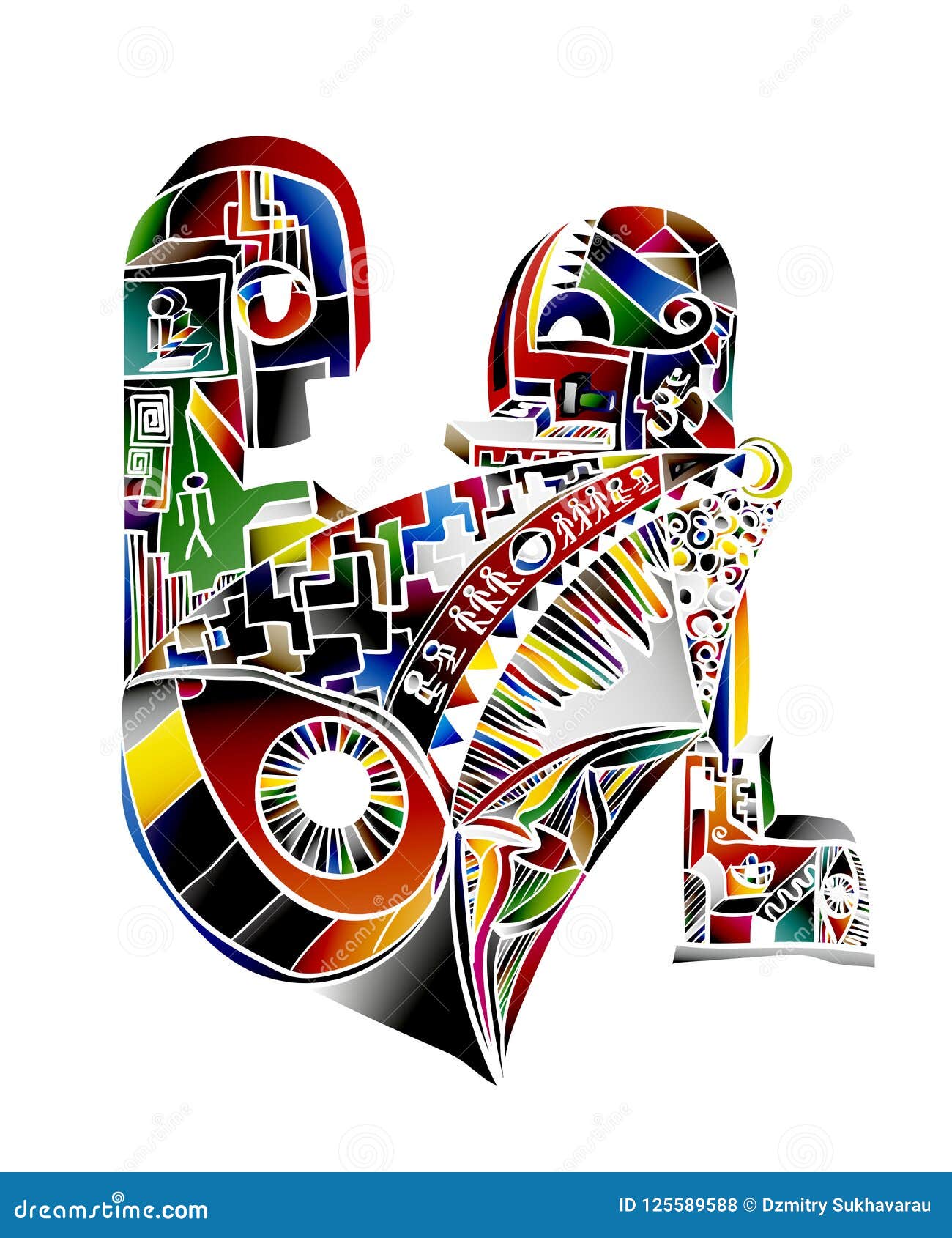 Abstract Doodle Designs. Surrealistic Drawing of Modern Society Stock ...