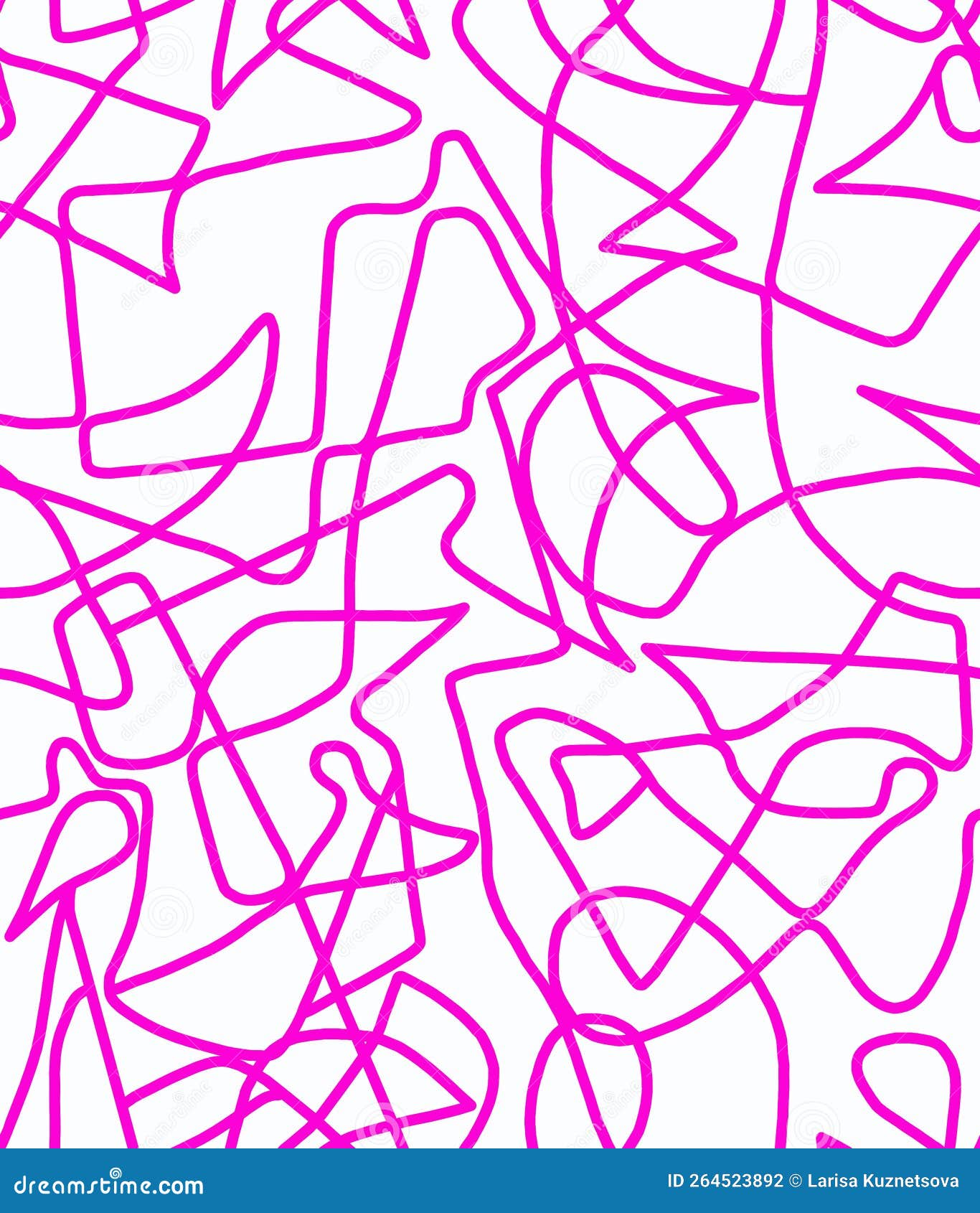 Abstract Doodle Drawing with Pink Lines on a White Background. Stock ...