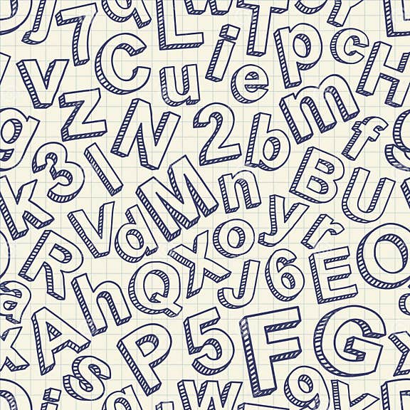 Abstract Doodle Font Seamless Pattern Stock Vector - Illustration of ...